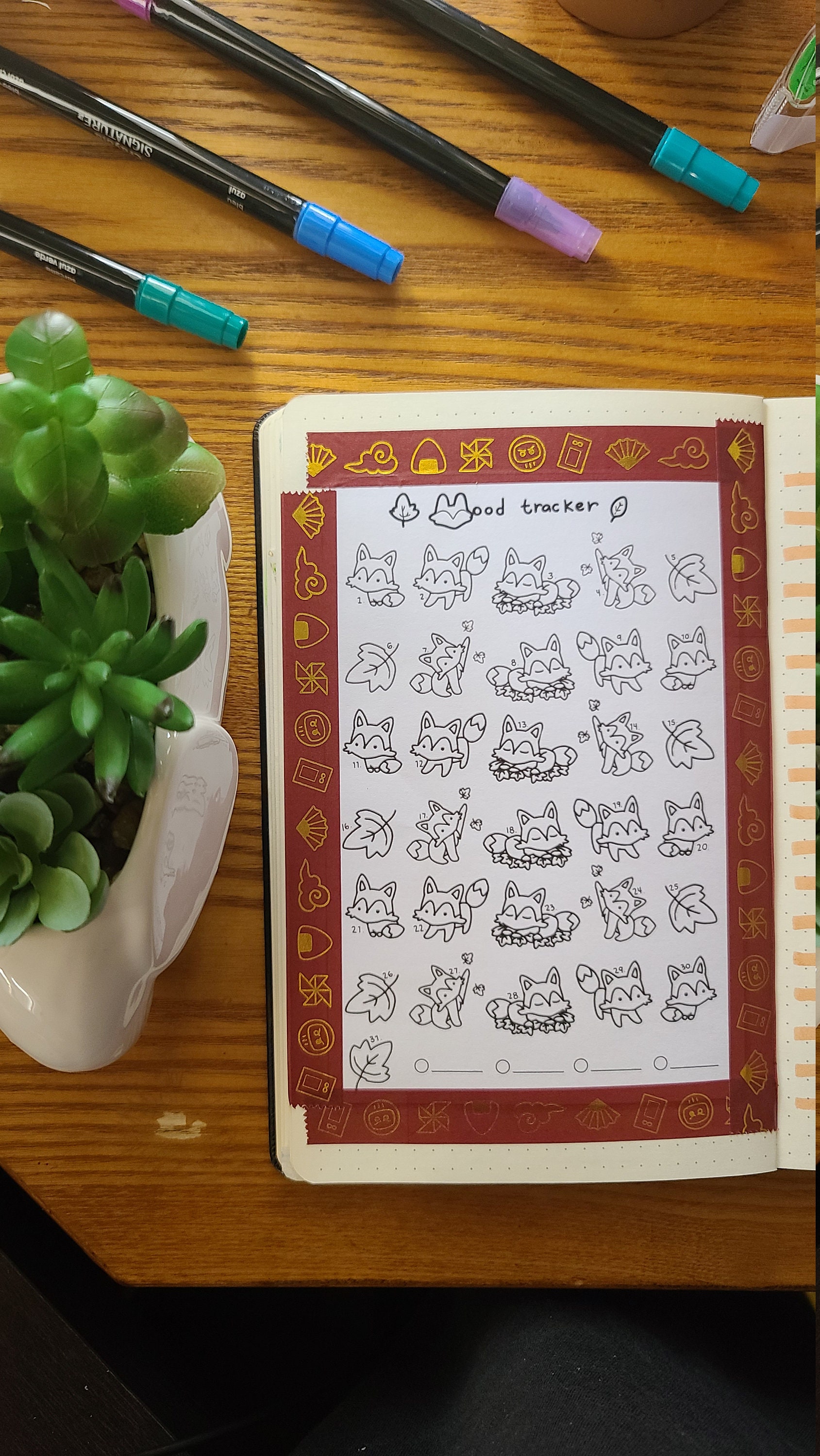 Cute Fox Printable Mood Tracker - Etsy