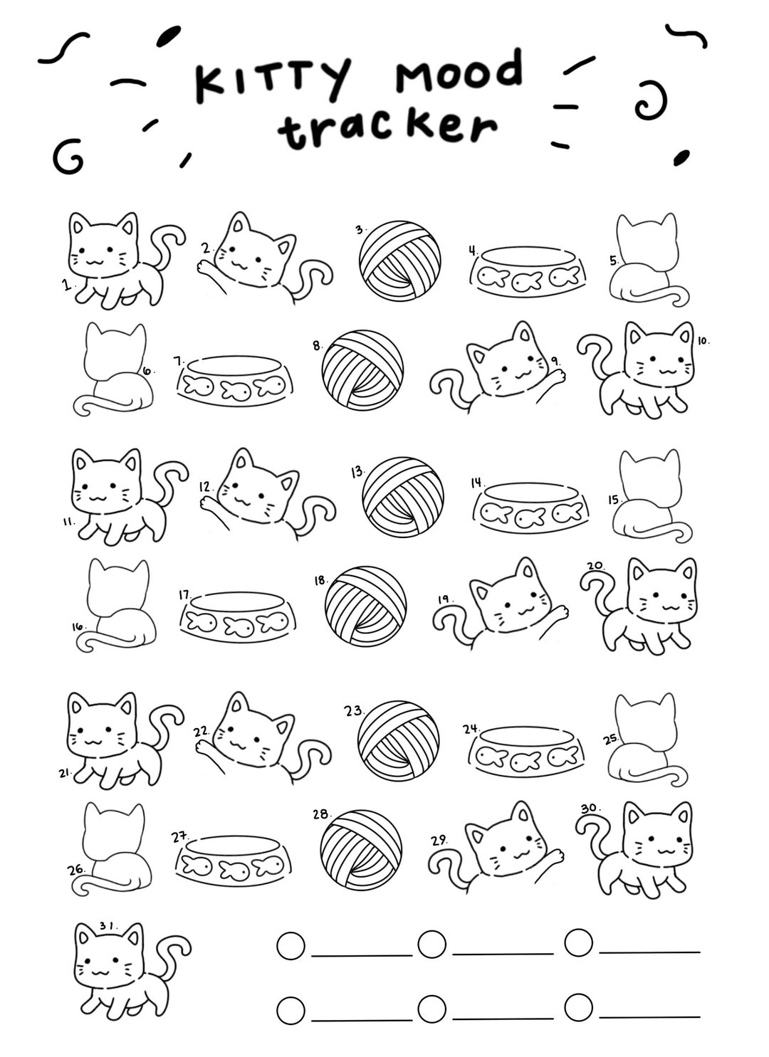 Printable Kitten Mood Tracker - Etsy
