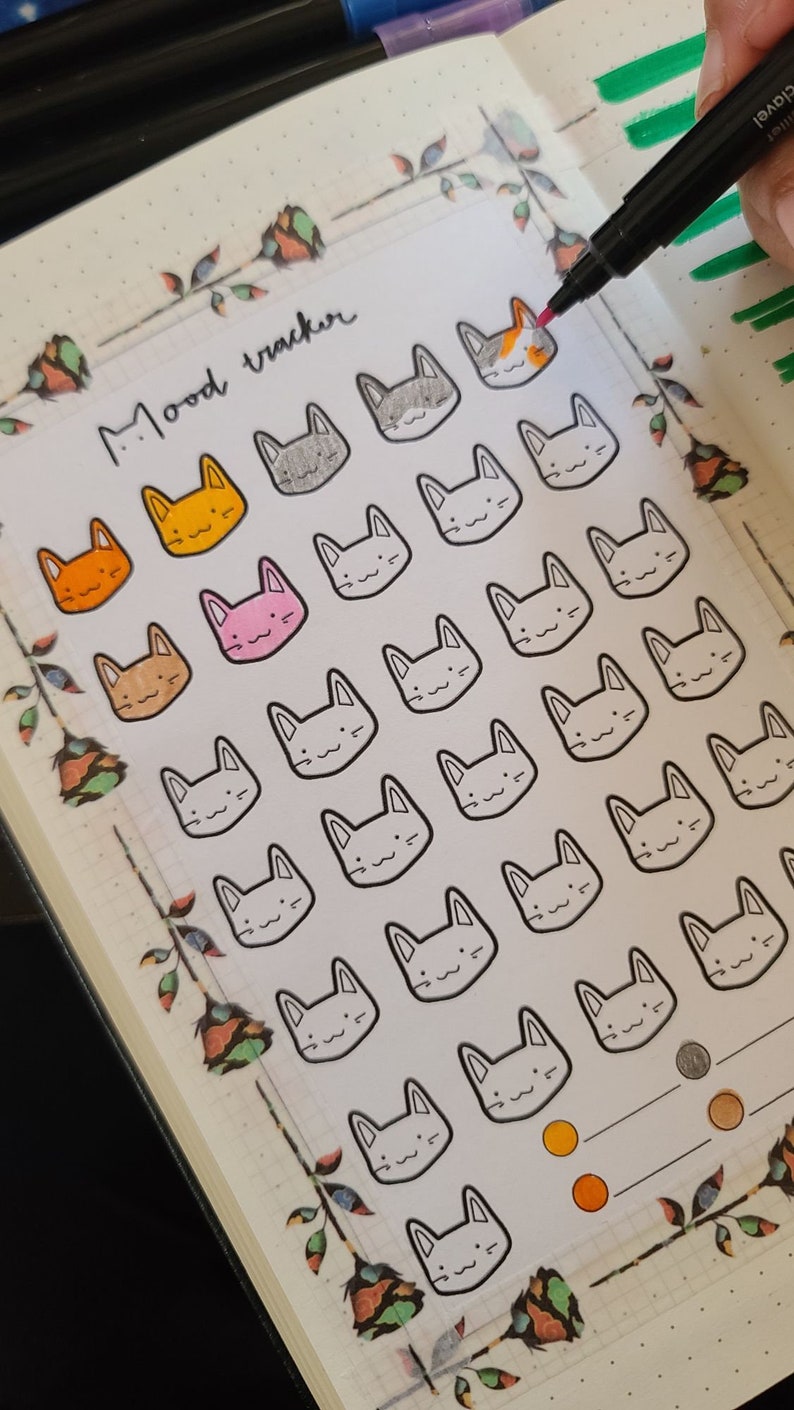 Printable Cat Mood Tracker - Etsy
