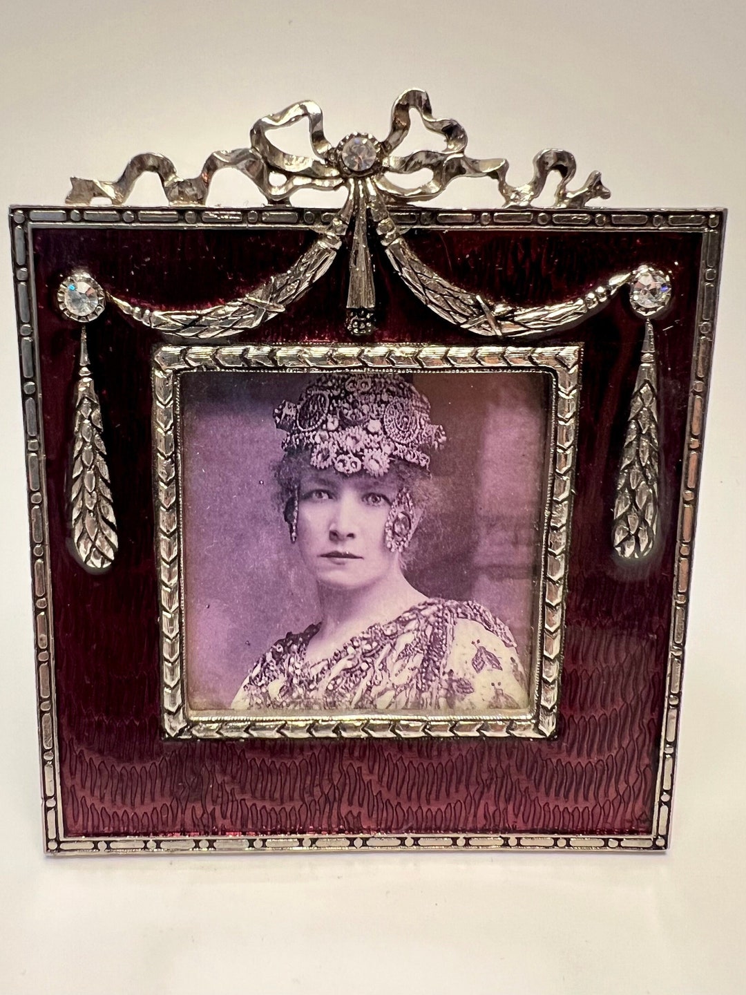 Picture Photo Frame 2x2 Vintage Silver and Purple Enamel - Etsy