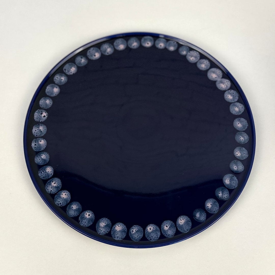 Vintage Blue Pottery Serving Tray Cake Plate, Cobalt Blue Color Platter ...