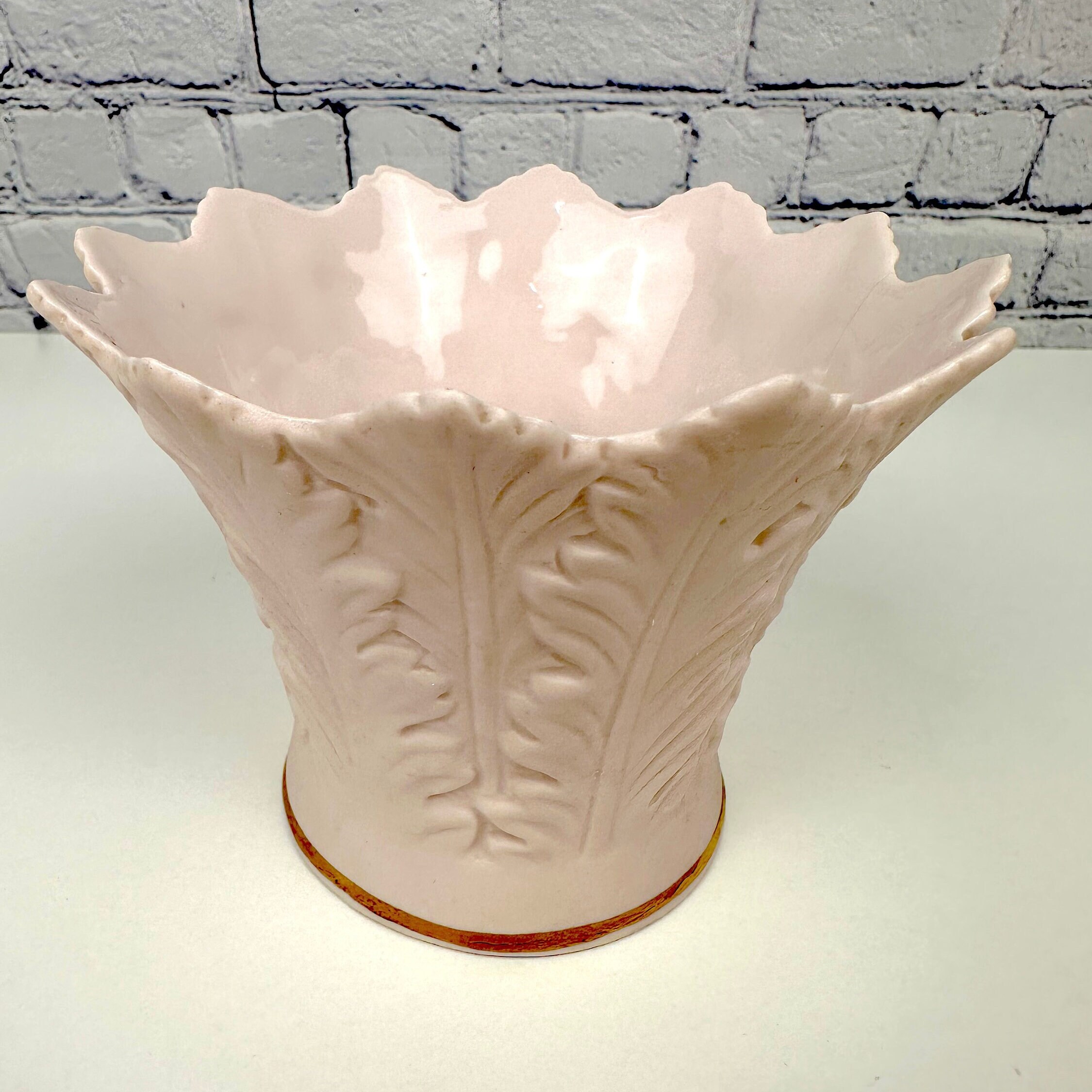 Vintage Lefton Planter, Hand Painted Pink Floral Bisque Porcelain ...