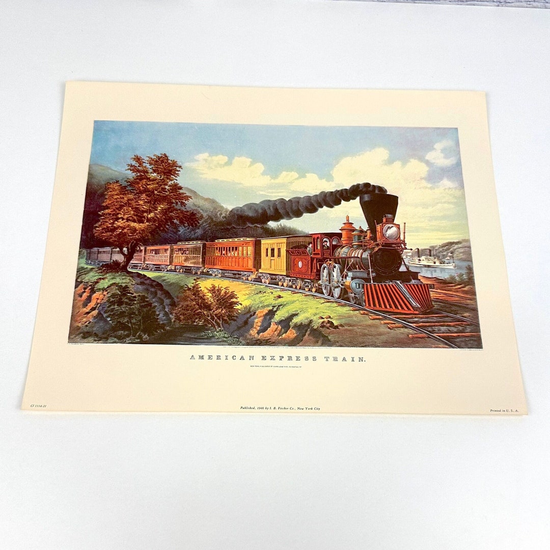 Currier & Ives American Express Train Lithograph, Beautiful Color Print ...