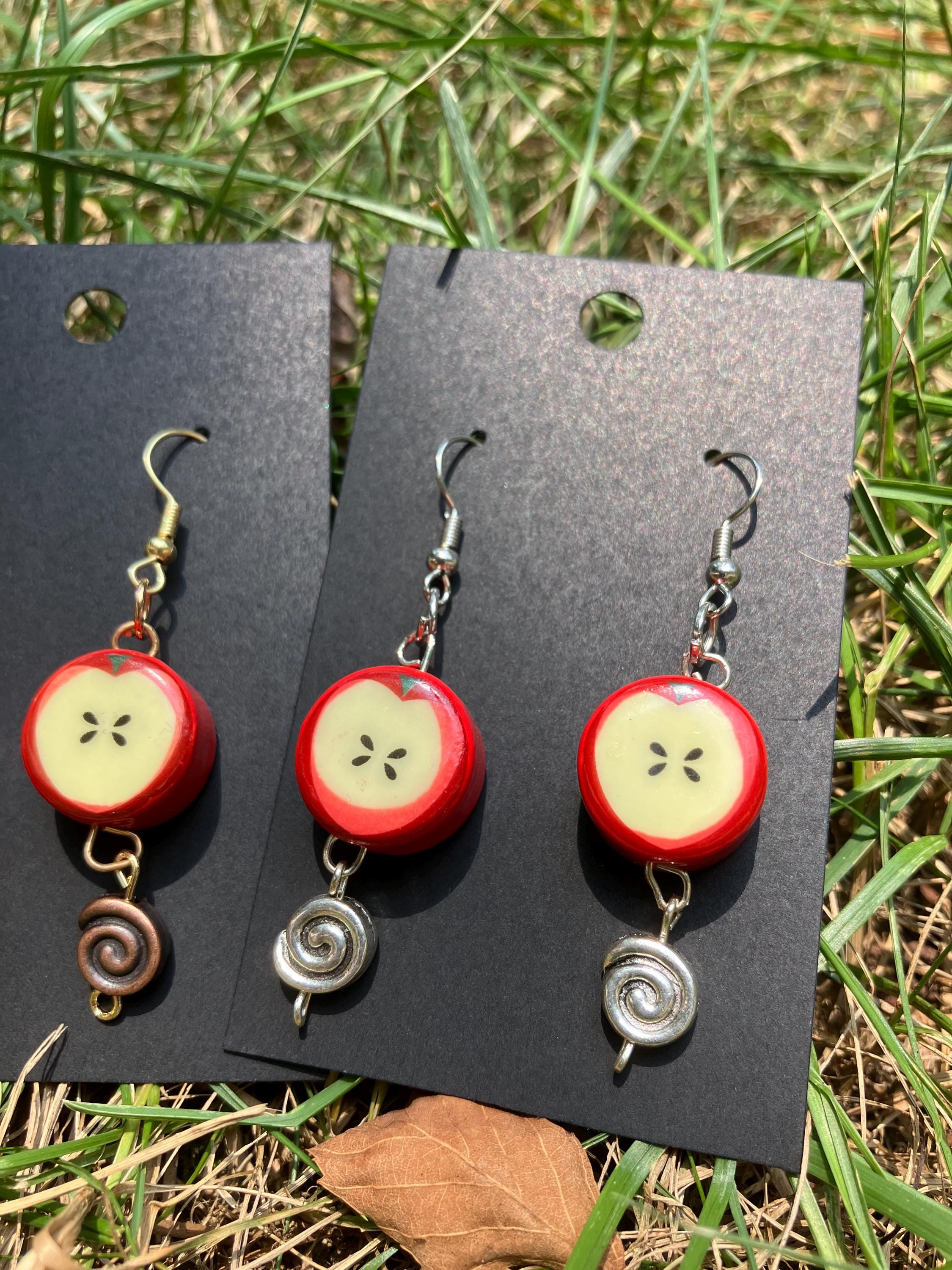 Apple and Spiral Earrings | Apple Earrings | Charm Earrings | Twee ...