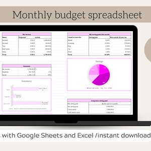 Pink Monthly Budget Template - Etsy