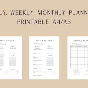 Daily, Weekly and Monthly Template - Etsy
