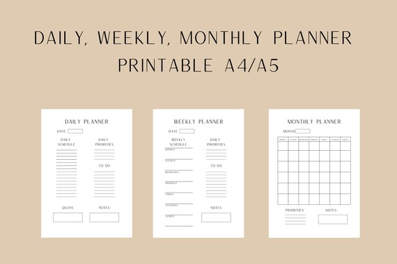 Daily Weekly and Monthly Template - Etsy