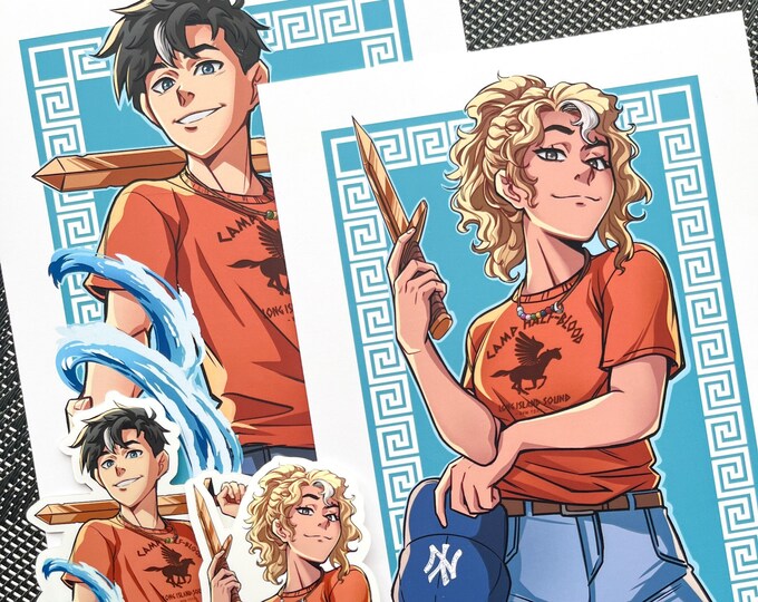 Percabeth Print + Sticker Set | Percy Jackson and the Olympians Art ...