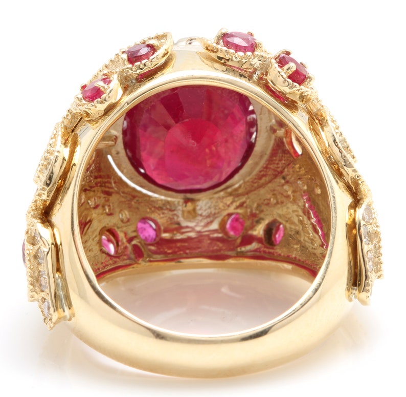 13.29 Carat Natural Red Ruby and Diamonds in 14K Solid Yellow Gold Men ...