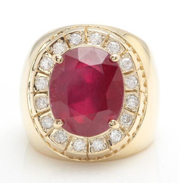 12.55 Carat Natural Red Ruby and Diamonds in 14K Solid Yellow - Etsy
