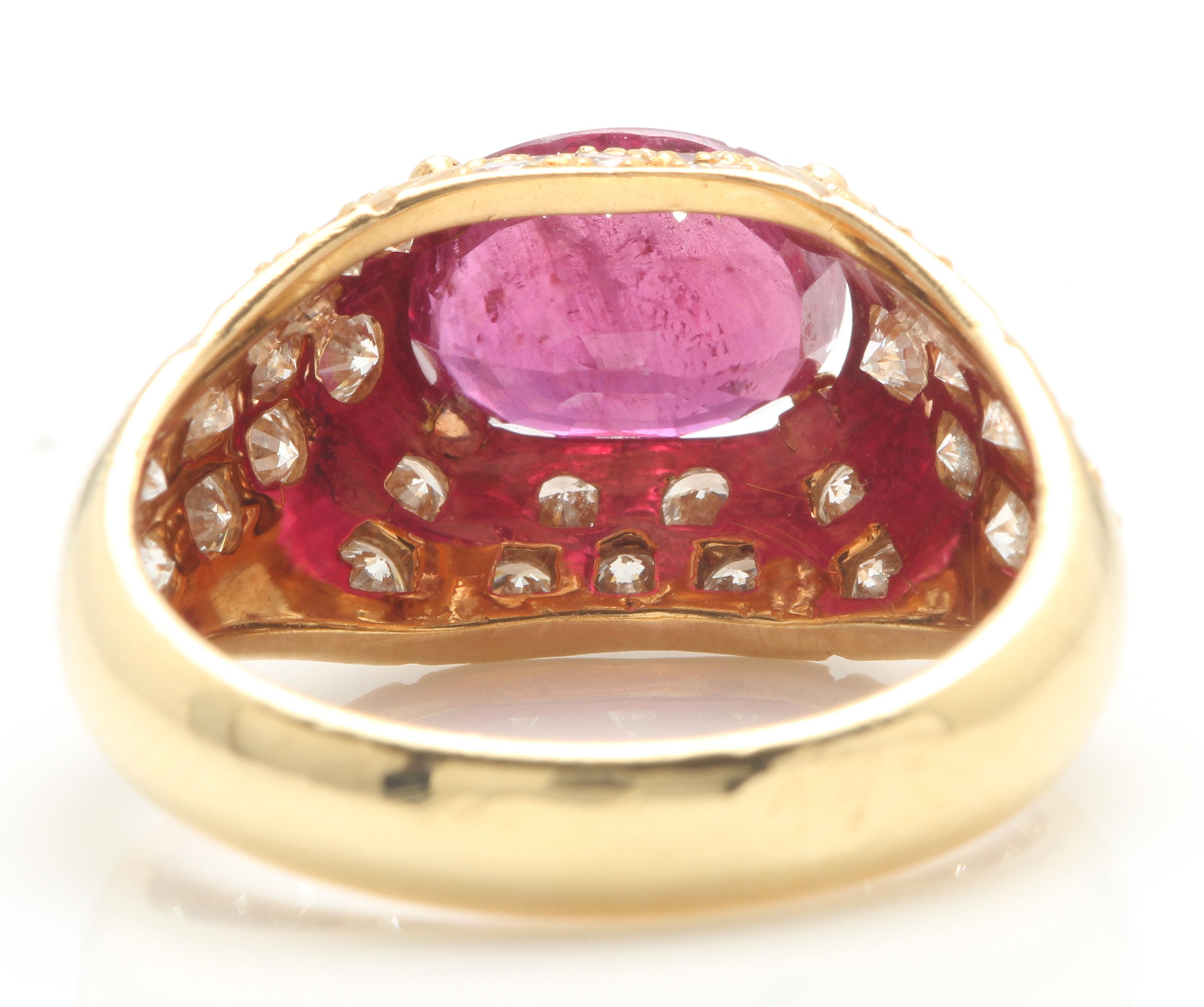 2.80 Carat Natural Red Ruby and Diamonds in 18K Solid Yellow Gold Women ...