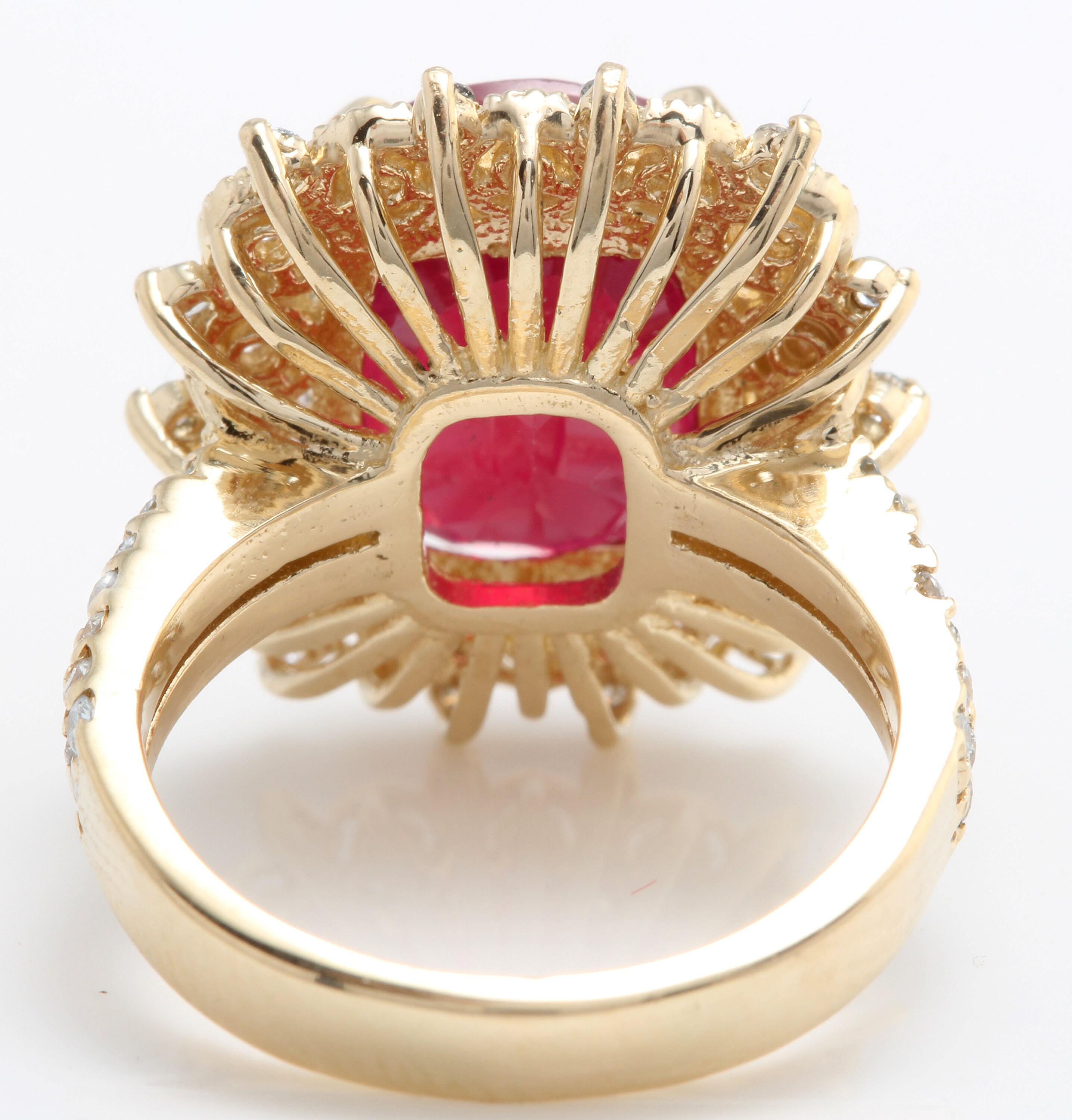 8.28 Carat Natural Red Ruby and Diamonds in 14K Solid Yellow Gold Women ...