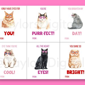 18 Instant Download Cat Printable Valentine's Day Cards, Editable ...