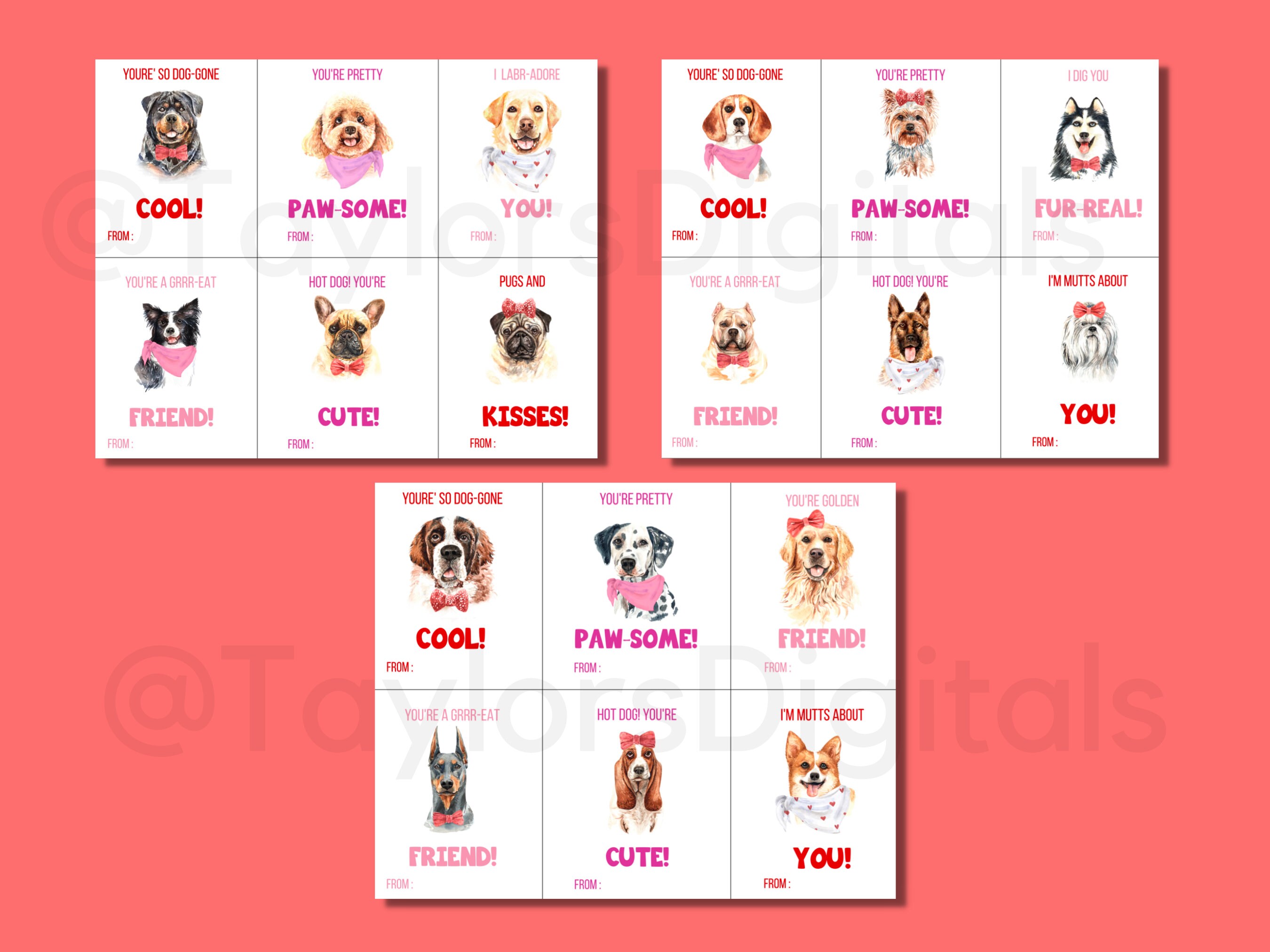 18 Instant Download Printable Dog Valentines Day Cards / - Etsy