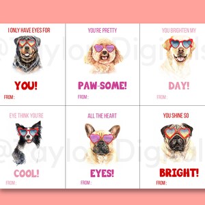 18 Instant Download Puppy Printable Valentine's Day Cards, Classroom ...