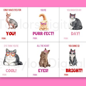 18 Instant Download Cat Printable Valentine's Day Cards, Editable ...
