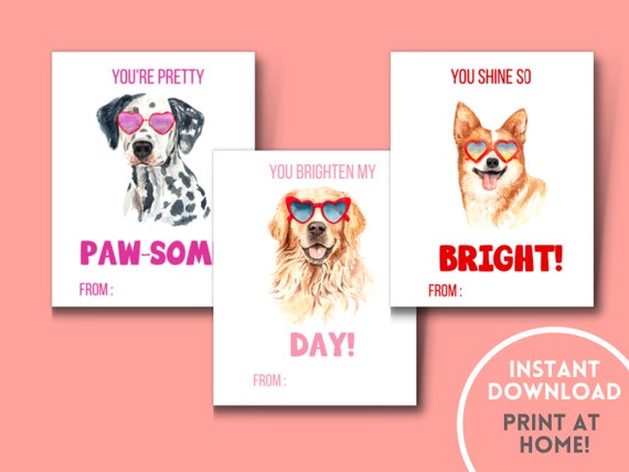 18 Instant Download Puppy Printable Valentine's Day Cards | Etsy