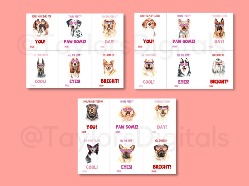 18 Instant Download Puppy Printable Valentine's Day Cards | Etsy