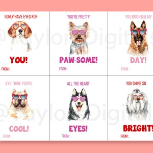 18 Instant Download Puppy Printable Valentine's Day Cards, Classroom ...