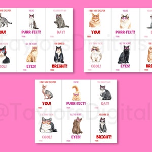 18 Instant Download Cat Printable Valentine's Day Cards, Editable ...