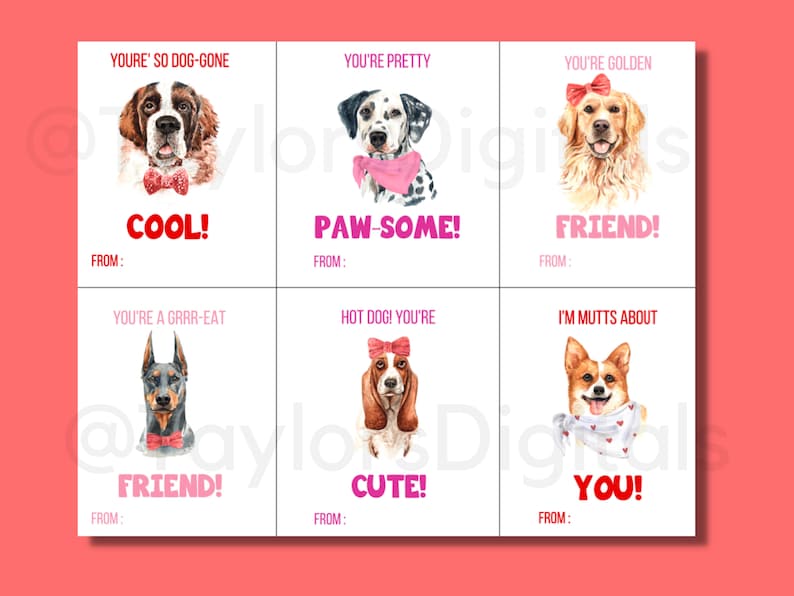 18 Instant Download Printable Dog Valentines Day Cards / | Etsy