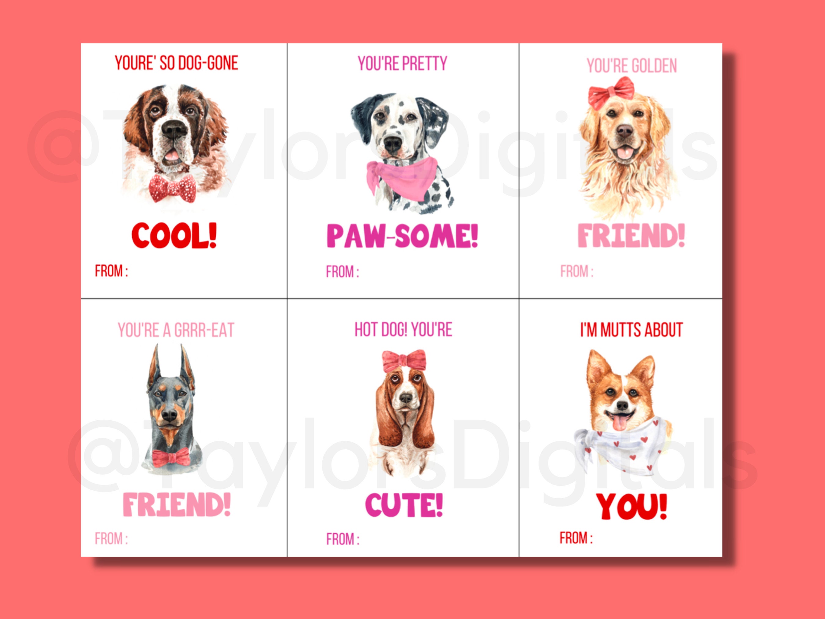 18 Instant Download Printable Dog Valentines Day Cards / - Etsy