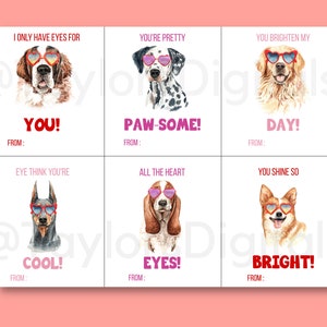 18 Instant Download Puppy Printable Valentine's Day Cards, Classroom ...