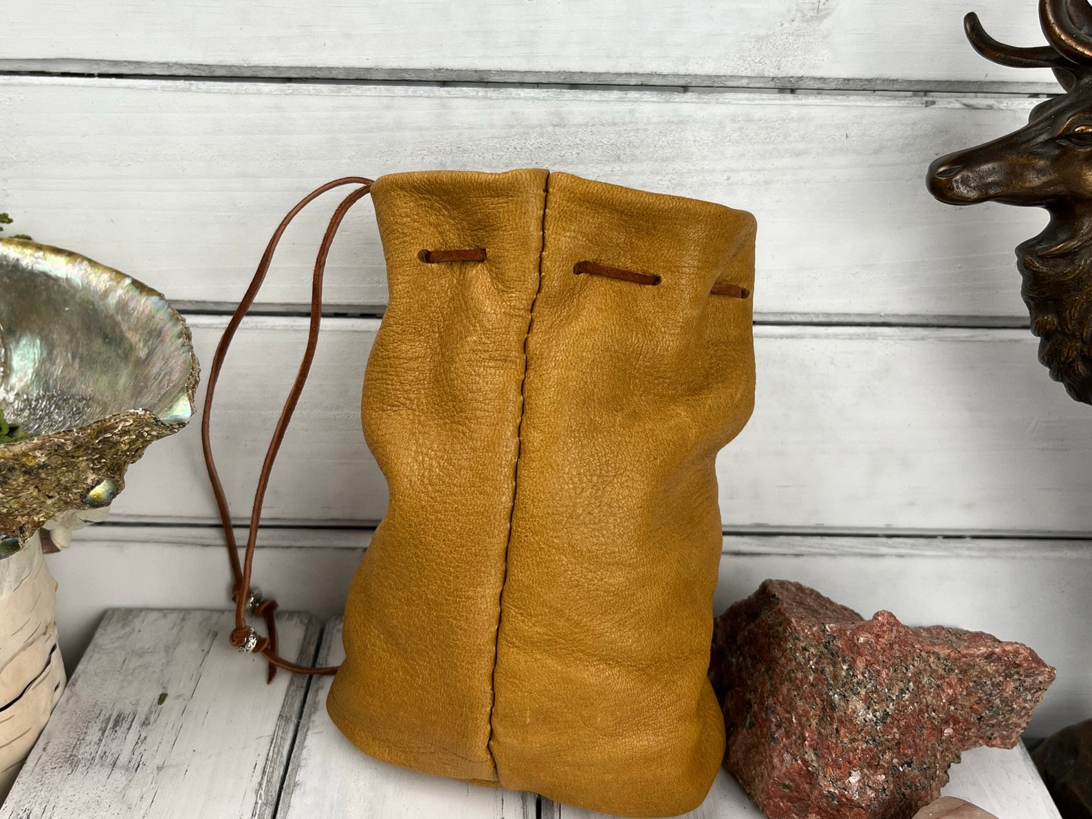 Deerskin Treasure Pouch, Viking Amulet Knot Pendant, Handmade, Dice Bag ...