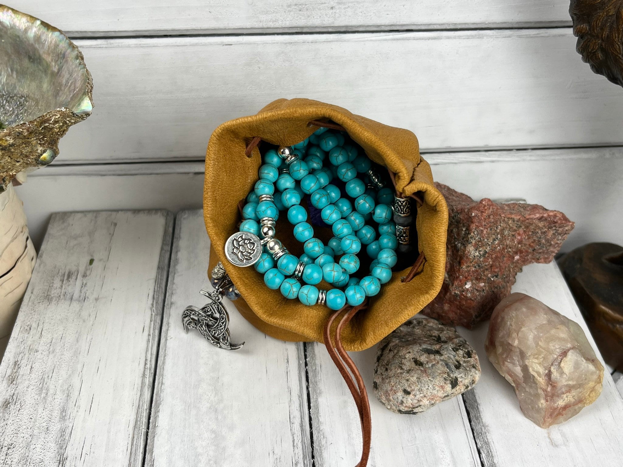 Deerskin Treasure Pouch, Viking Amulet Knot Pendant, Handmade, Dice Bag ...