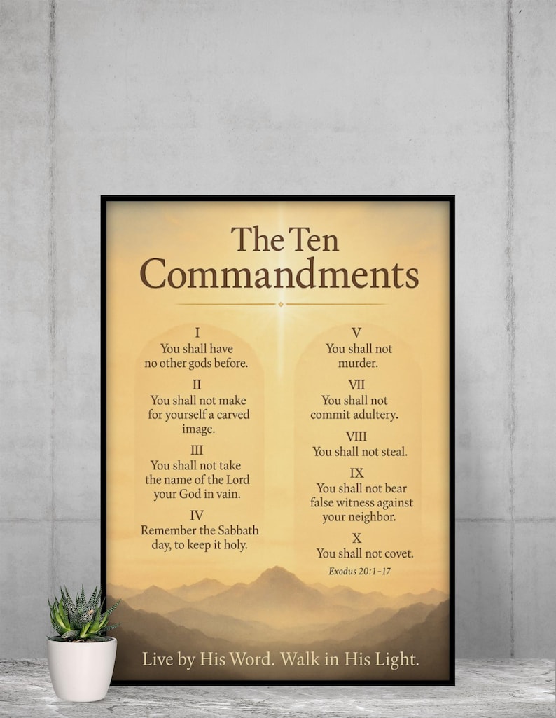 Ten Commandments Wall Art: Christian Scripture Poster (digital Download ...