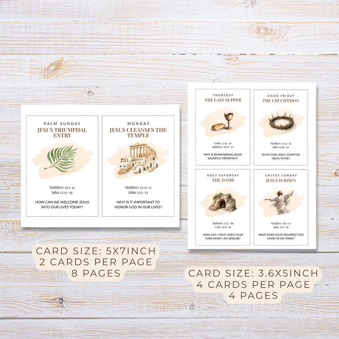 Printable Holy Week Bible Study Cards, Easter Devotional, Homeschool ...