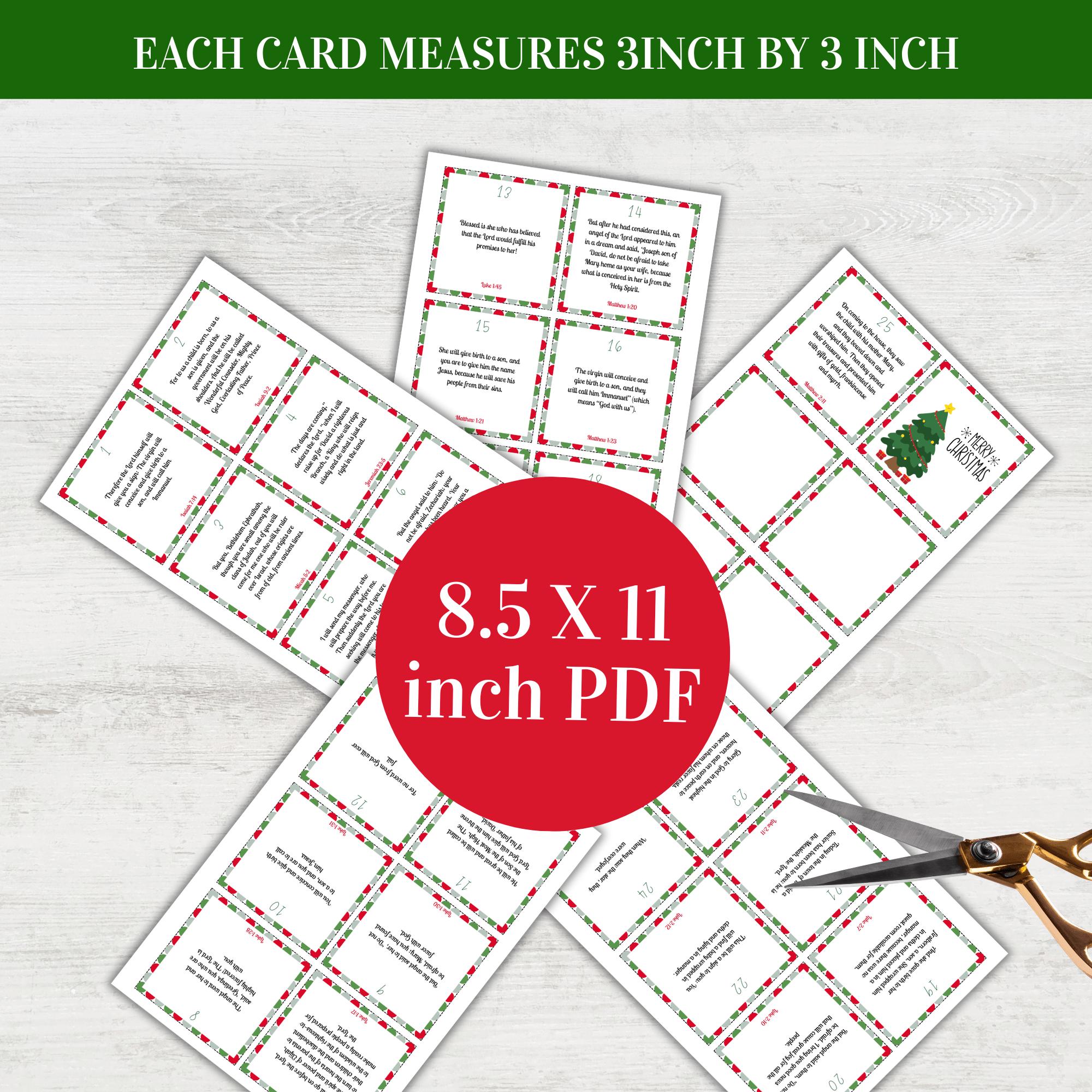Christmas Advent Scripture Cards 25 Day Bible Verse Countdown PDF ...