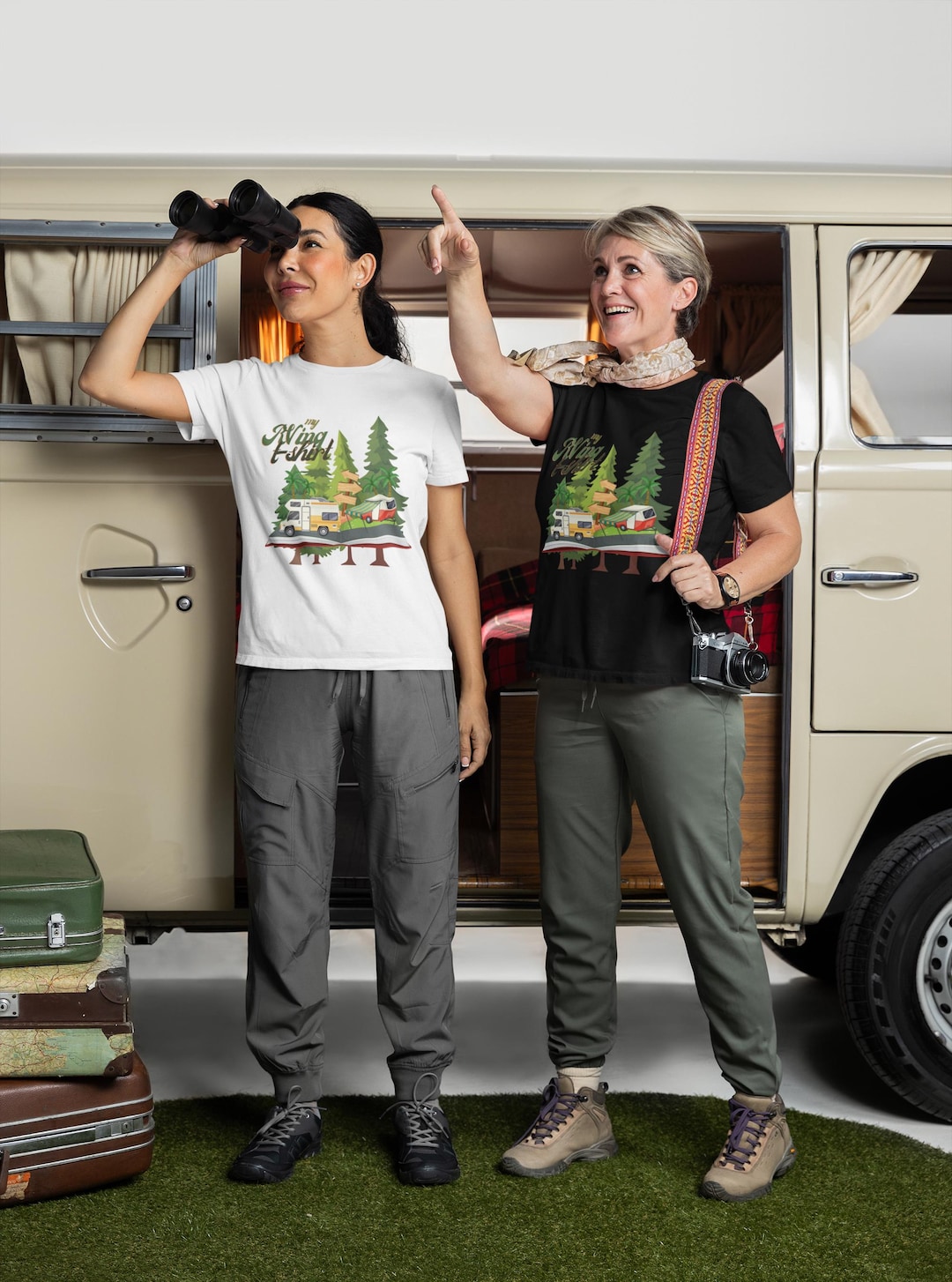 RV Camping Adventure T-shirt – Vintage Camper Tee With Forest Scene ...