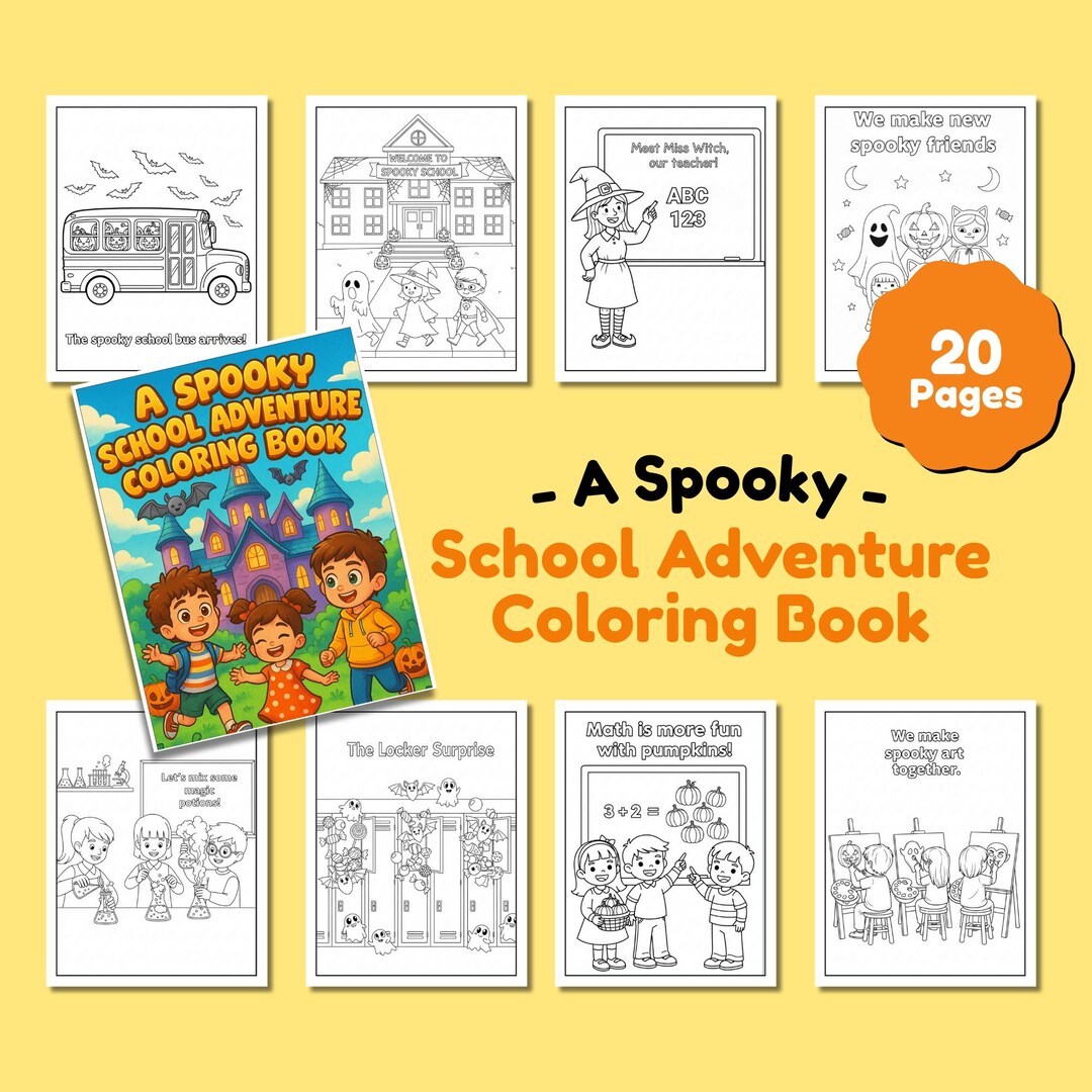 Spooky School Halloween Coloring Book for Kids (PDF Download) - Etsy