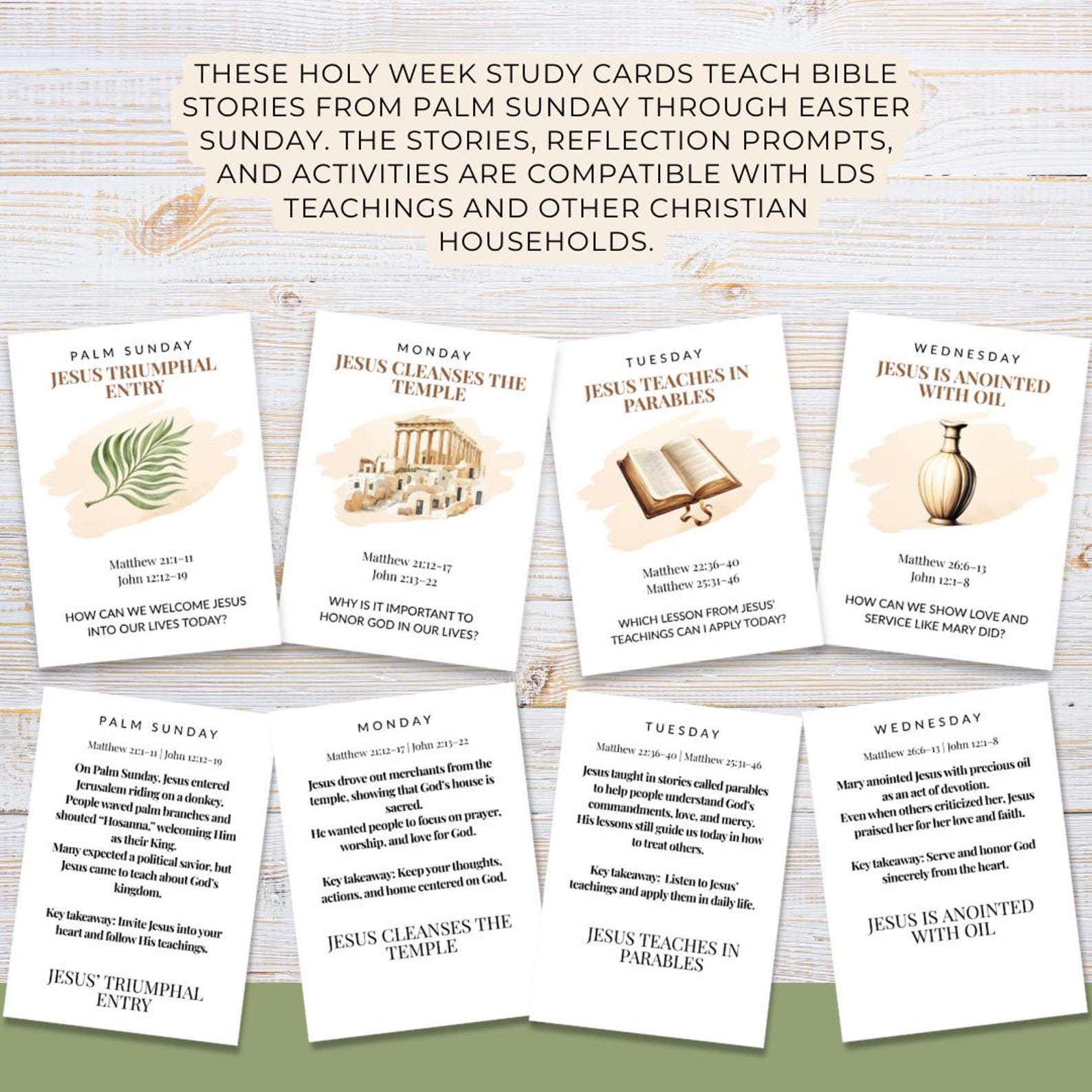 Printable Holy Week Bible Study Cards, Easter Devotional, Homeschool ...