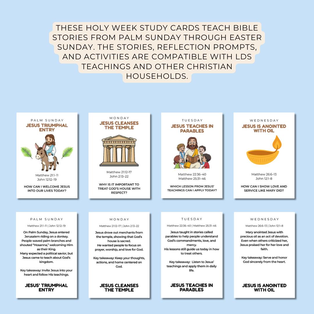 Printable Holy Week Bible Study Cards for Kids, Easter Story Activity ...
