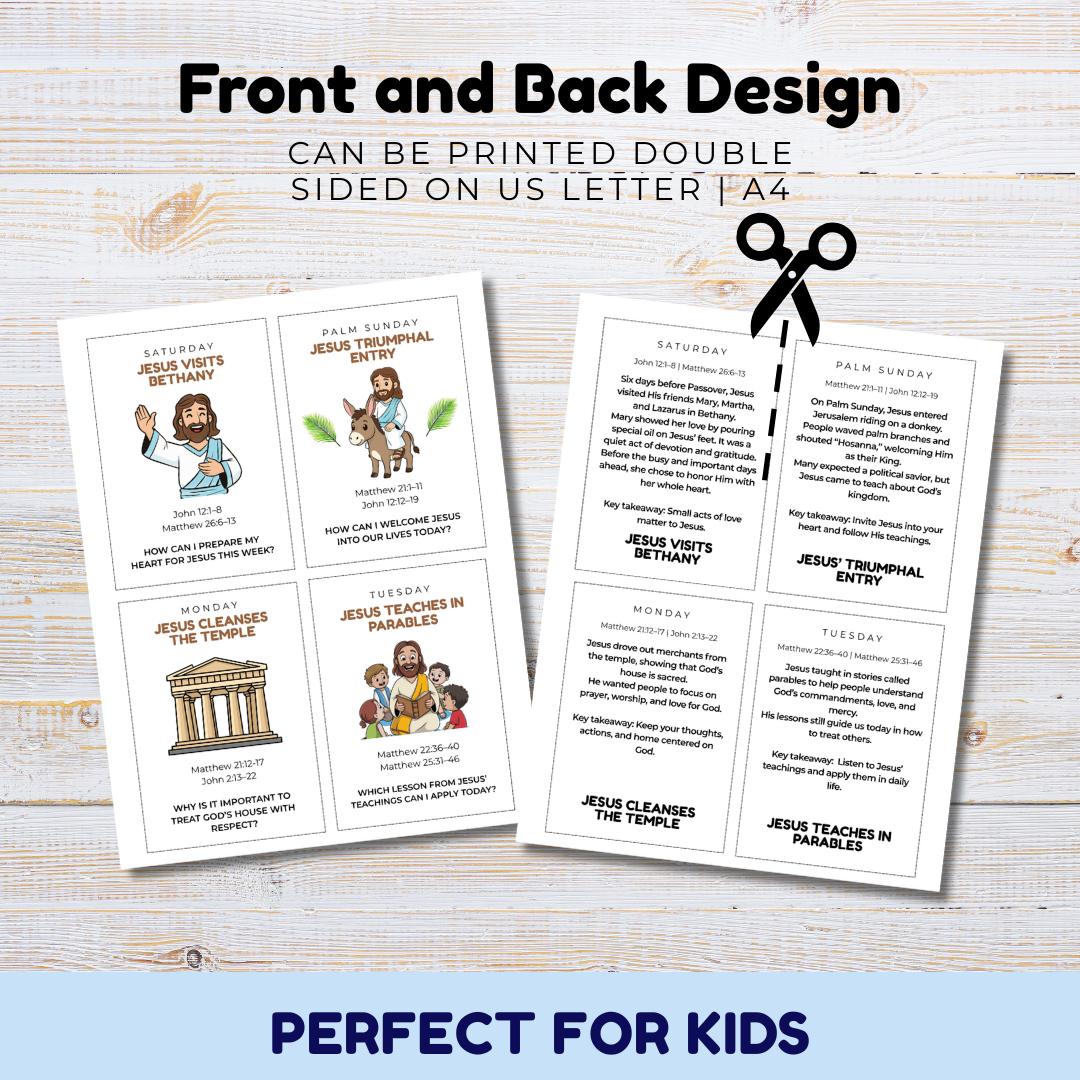 Printable Holy Week Bible Study Cards for Kids, Easter Story Activity ...