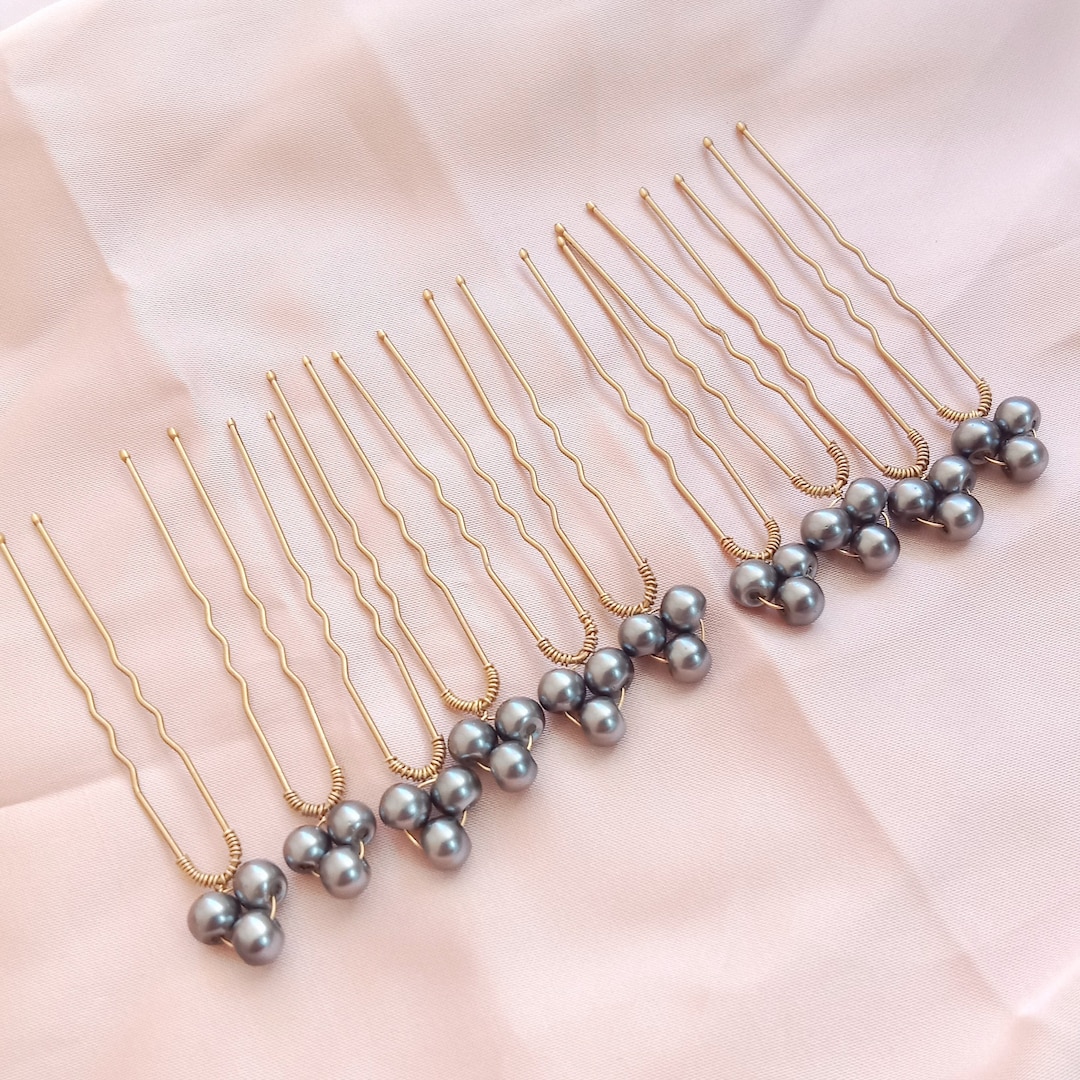 Set of 10 Dark Gray Hair Pins - Etsy