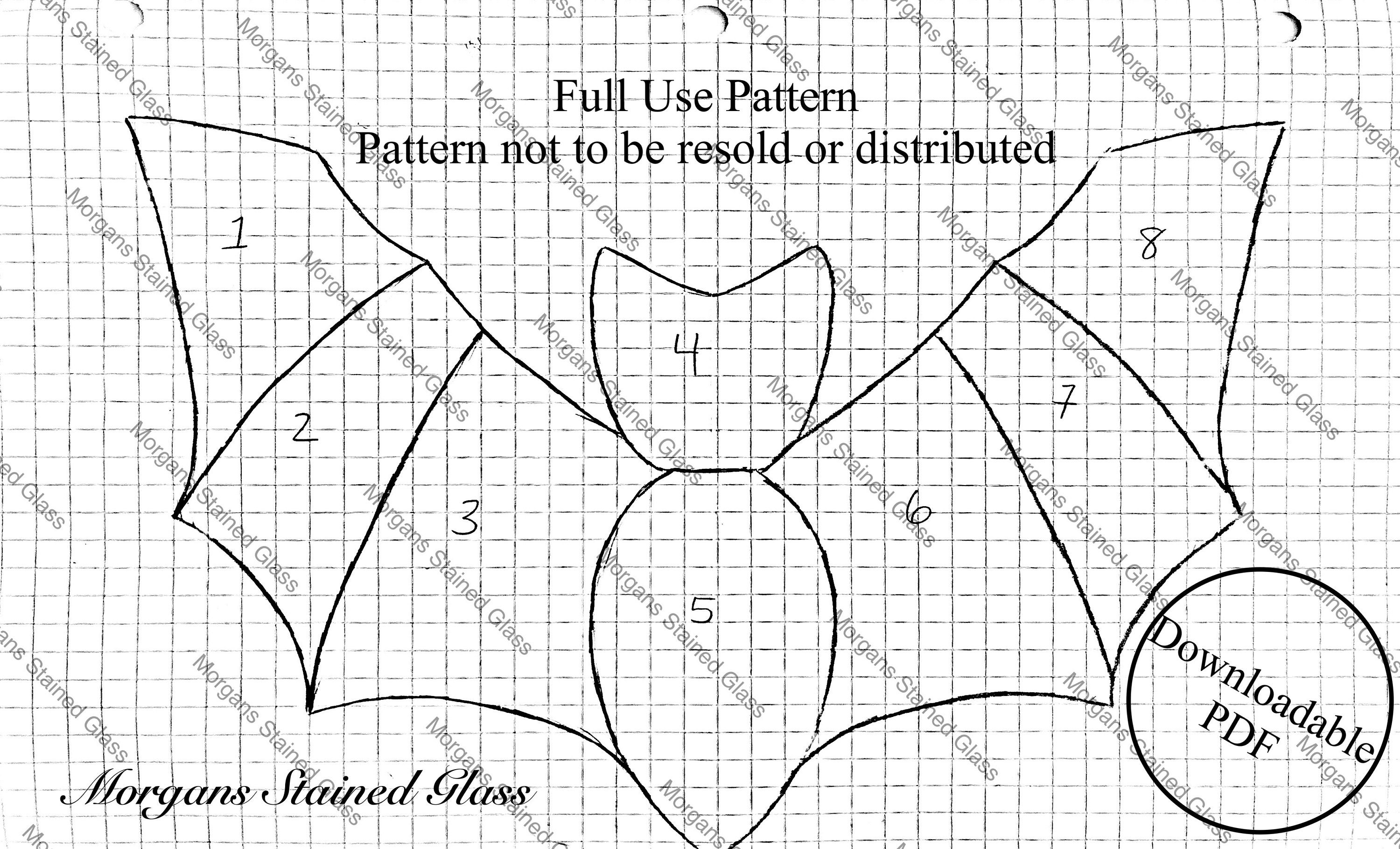 Stained Glass Bat Pattern, Bat Stained Glass, Downloadable Pdf, Glass ...