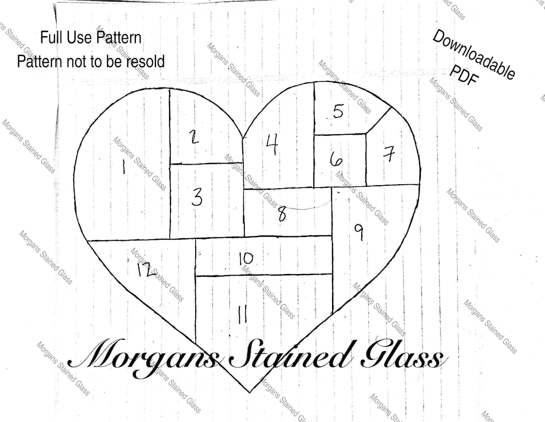 Stained Glass Heart Pattern, Downloadable PDF Pattern, Stained Glass ...
