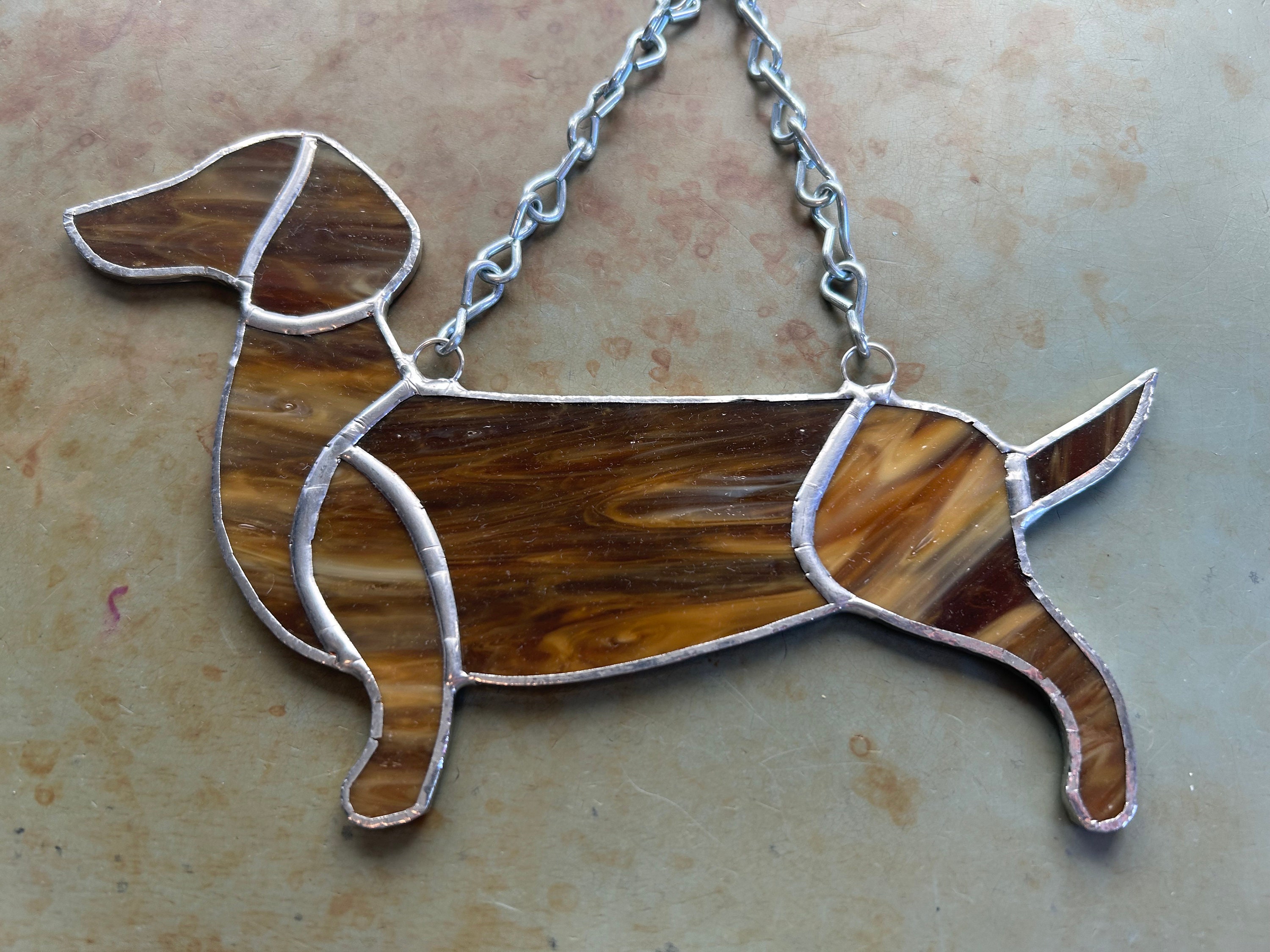 Stained Glass Dachsund Pattern, Downloadable Stained Glass Pattern, Dog ...