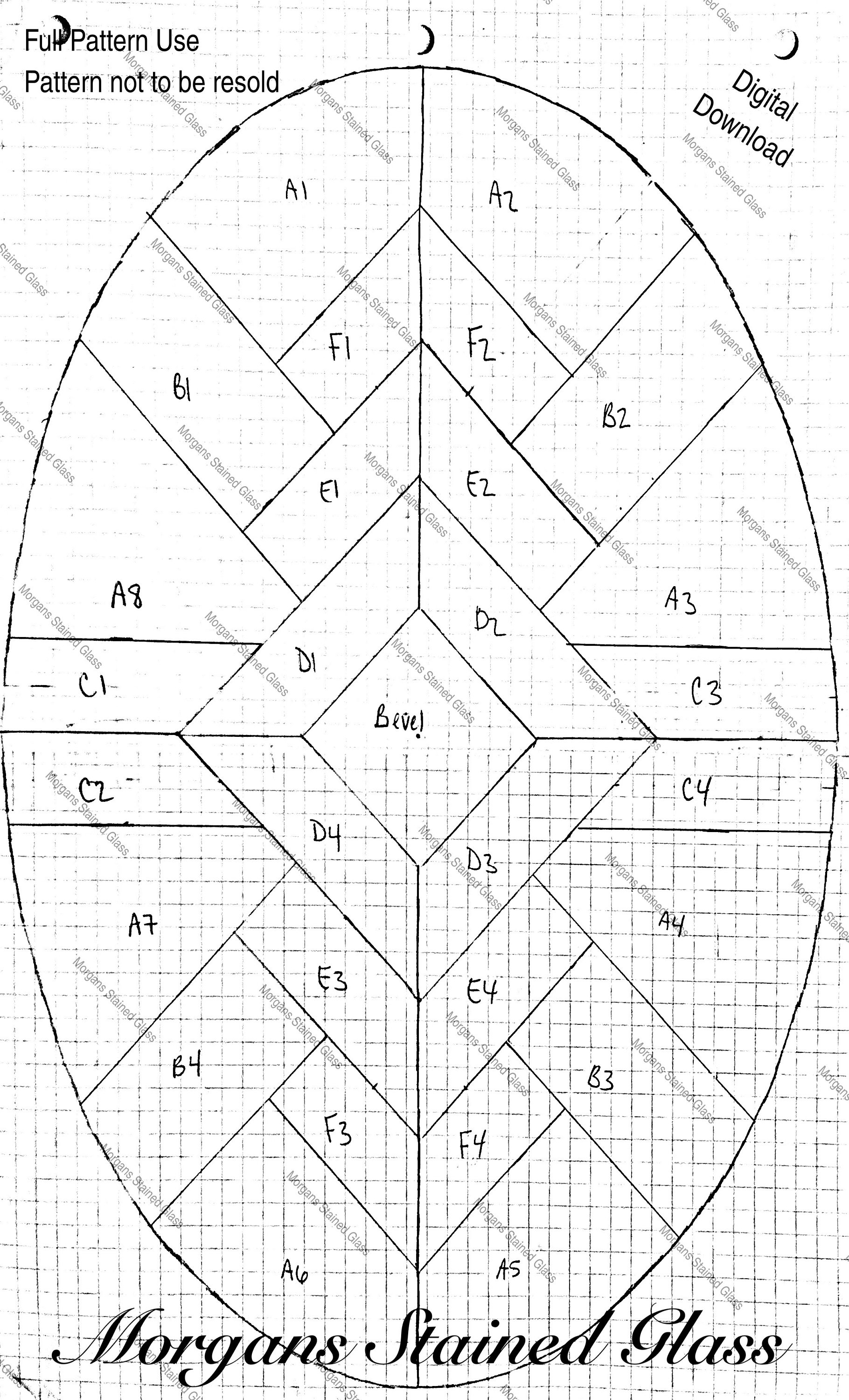 Stained Glass Oval Downloadable PDF Pattern, Stained Glass Pattern ...