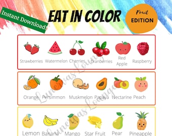 Kids' Nutritional Poster Eat in Color Rainbow-inspired Fruit and ...
