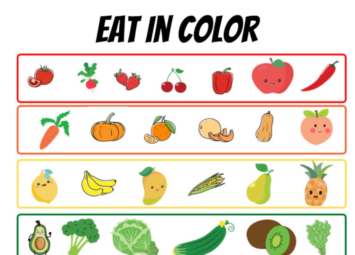 Eat in Color Nutrition Poster for Adult and Kid Food Inspiration ...