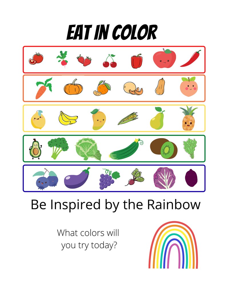 Eat in Color Nutrition Poster for Adult and Kid Food Inspiration ...