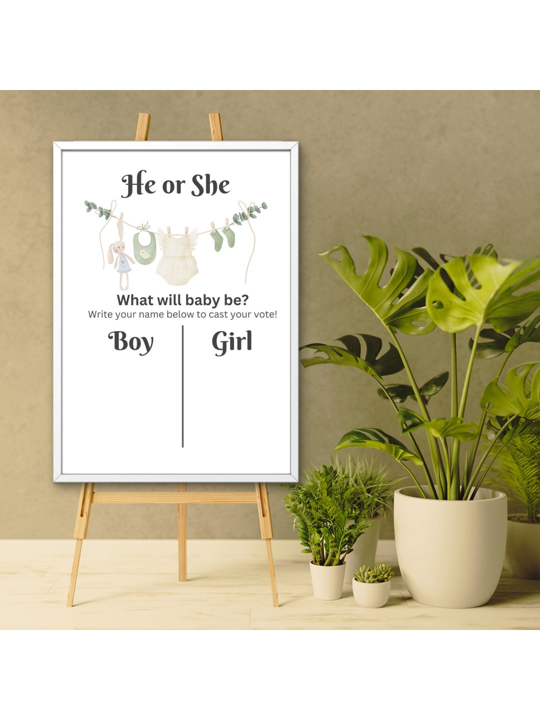 He or She - Gender Reveal Party Voting Poster - Instant Download - Etsy