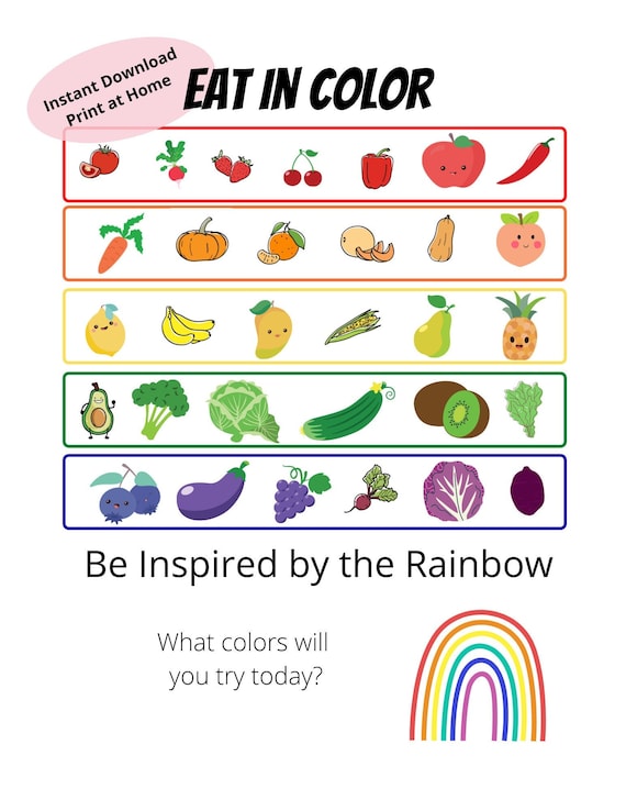 Eat in Color Nutrition Poster for Adult and Kid Food | Etsy