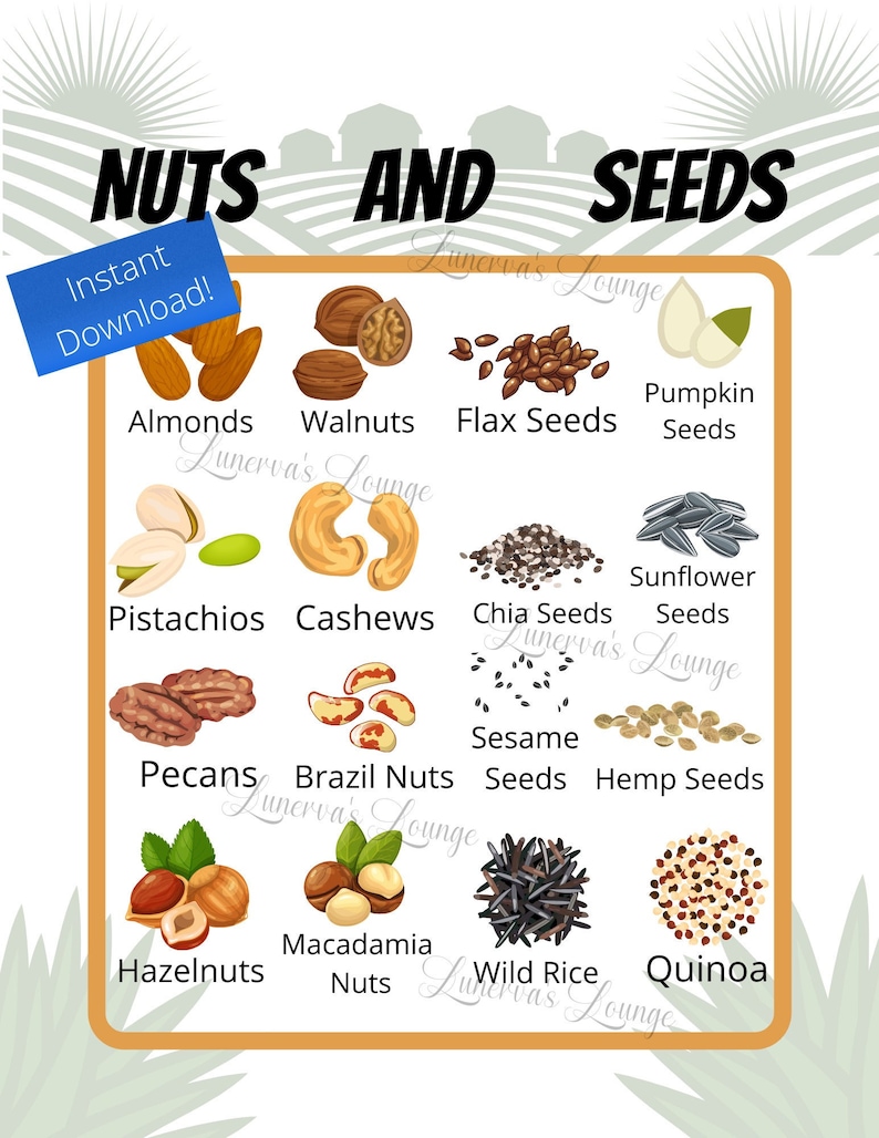 Kids' Nutritional Poster | Nuts and Seeds Poster With Labels | Instant ...