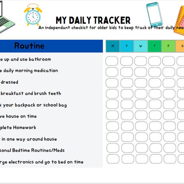 Teen Visual Adhd Routine Chart - Etsy