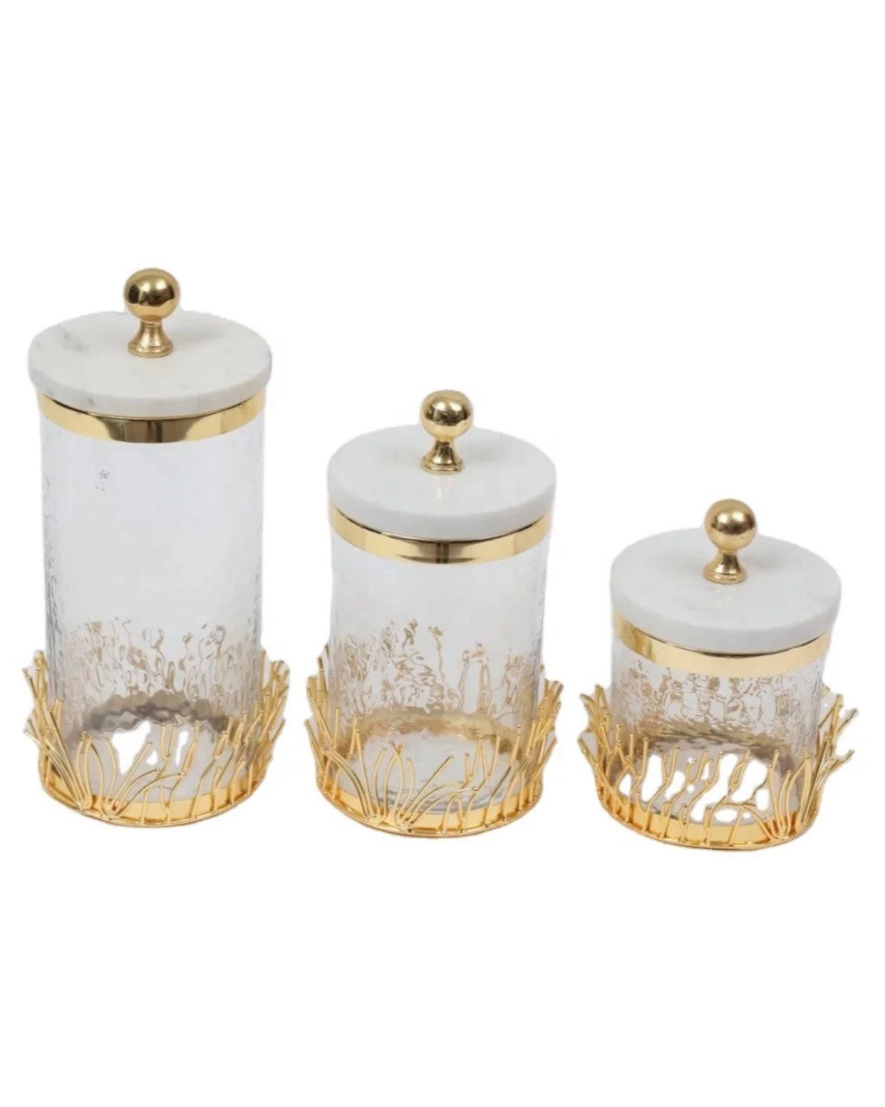 MARBLE & GOLD Kitchen Canister SET 3 Pieces - Etsy
